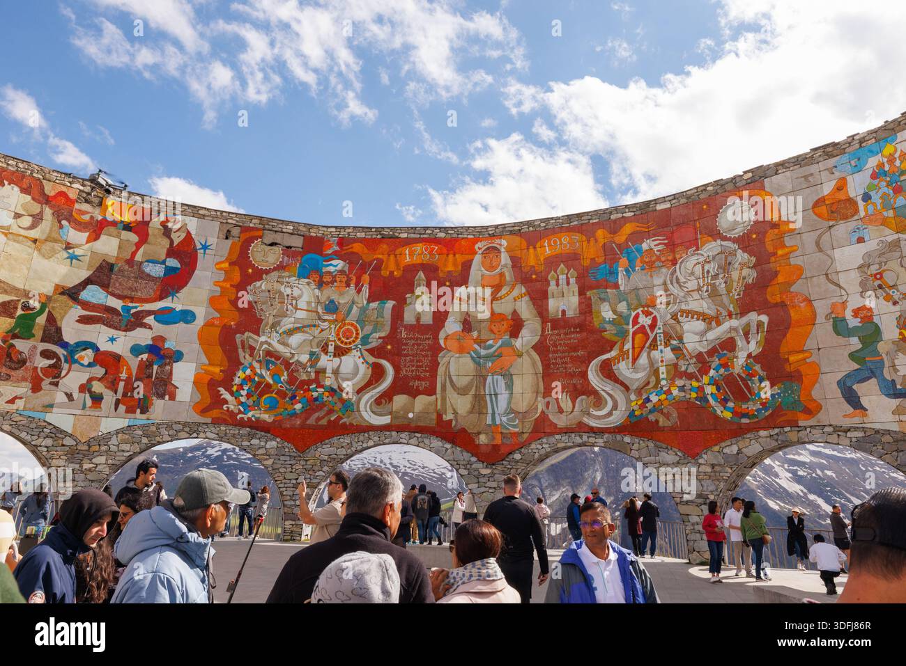 Gudauri, May 22, 2025. Tourists visit the Georgia-Russia Friendship ...