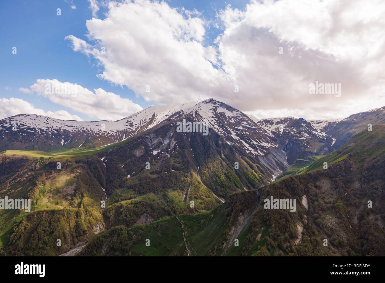 Scenic view of the Caucasus Mountains near the Georgia-Russia ...