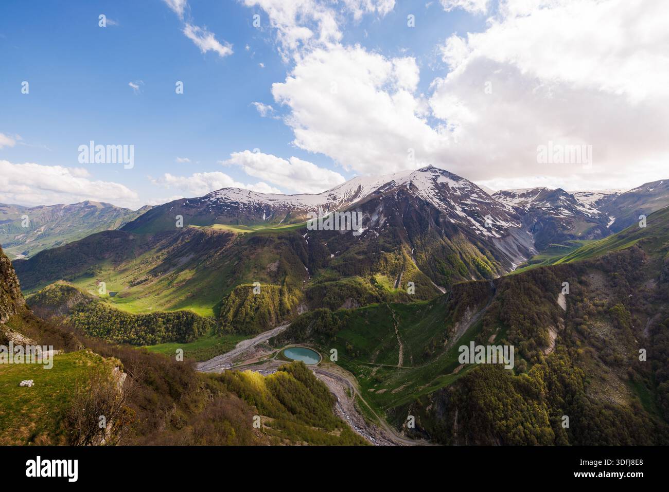 Scenic view of the Caucasus Mountains near the Georgia-Russia ...