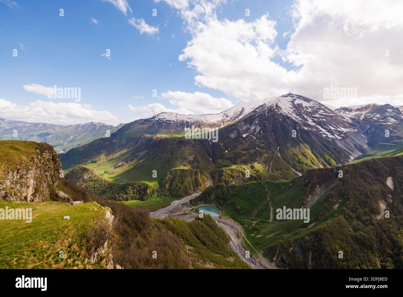 Scenic view of the Caucasus Mountains near the Georgia-Russia ...