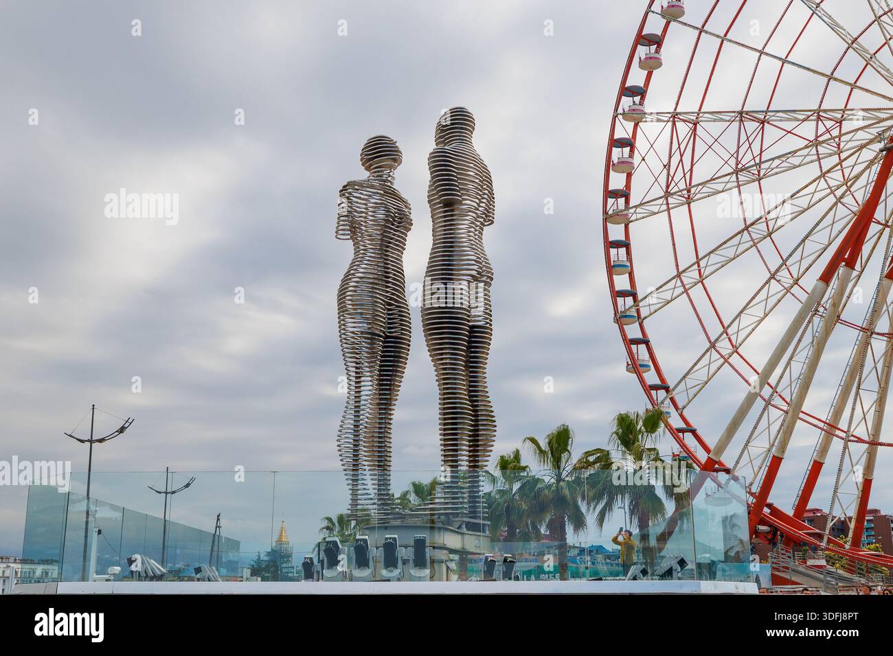 Batumi, May, 19,2025. The Ali and Nino revolving Statue of Love on the ...