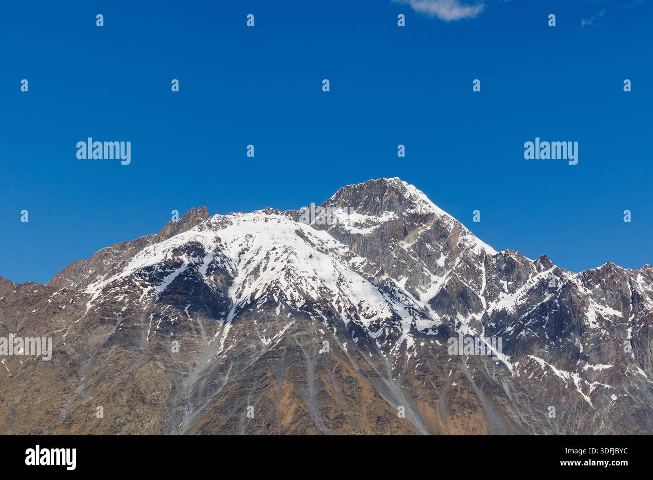 Scenic view of the Caucasus Mountains near the Gergeti Trinity Church ...
