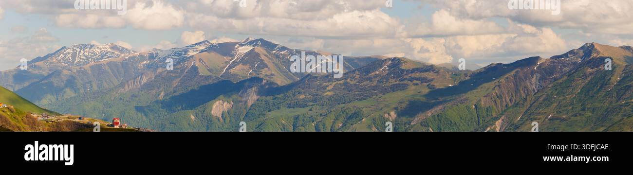 Scenic view of the Caucasus Mountains near the Georgia-Russia ...