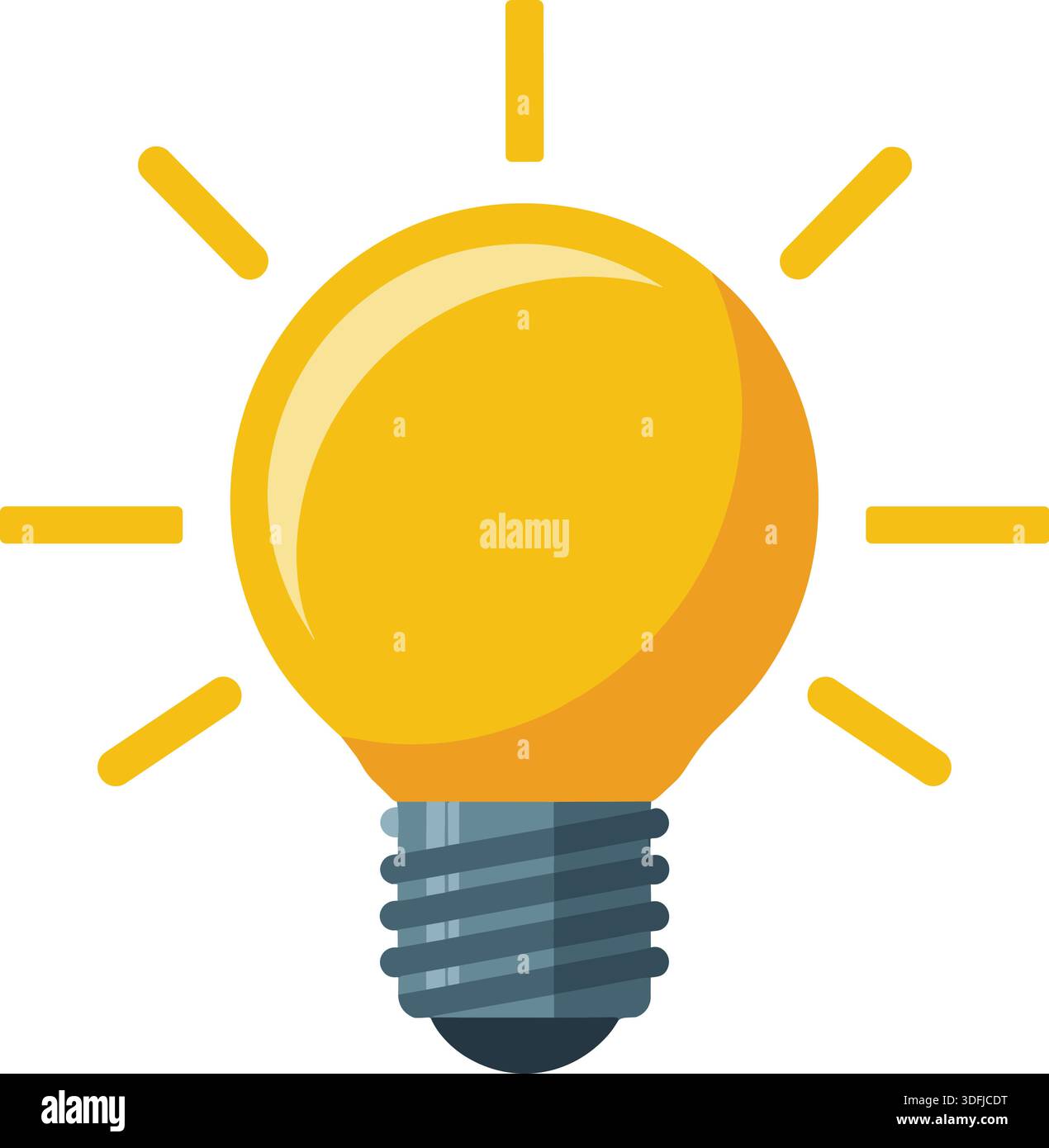 Creative stylized illustration of glowing yellow light bulb with ...
