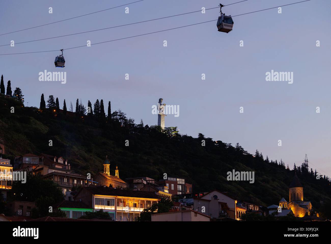 Night view of the Mother of Georgia statue on Narikala Hill with the ...