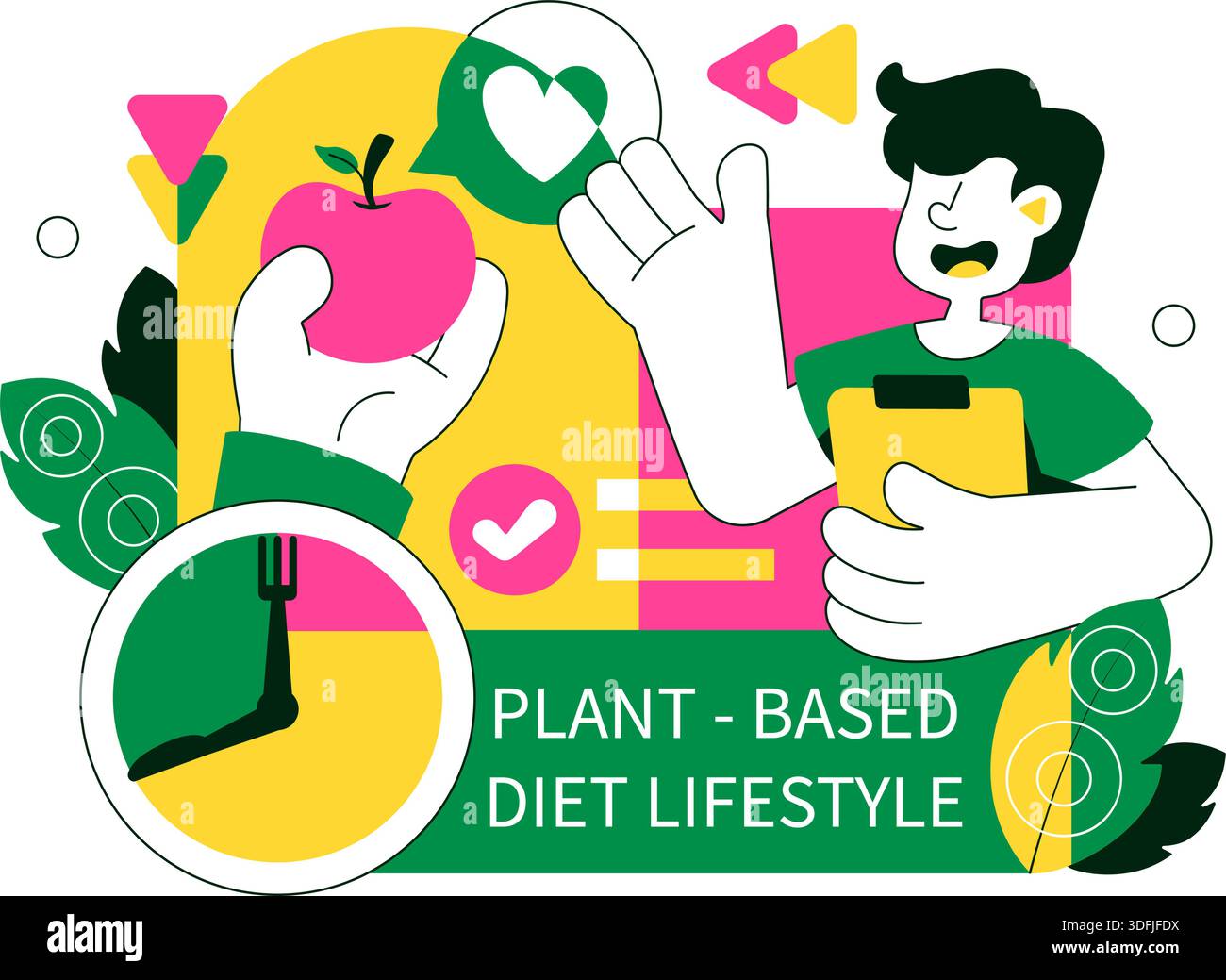 Plant Based Diet Lifestyle Vector Illustration For Healthy Vegan ...