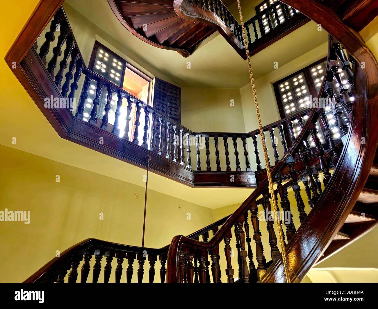 Cairo, Egypt, January 1 2026: the wooden stair of The Baron Empain ...