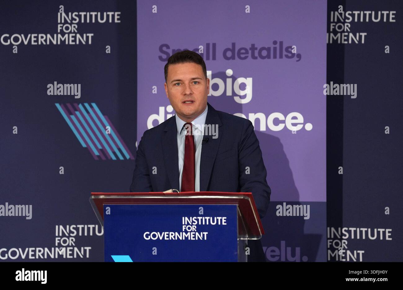 Health Secretary Wes Streeting speaking at the Institute for Government ...