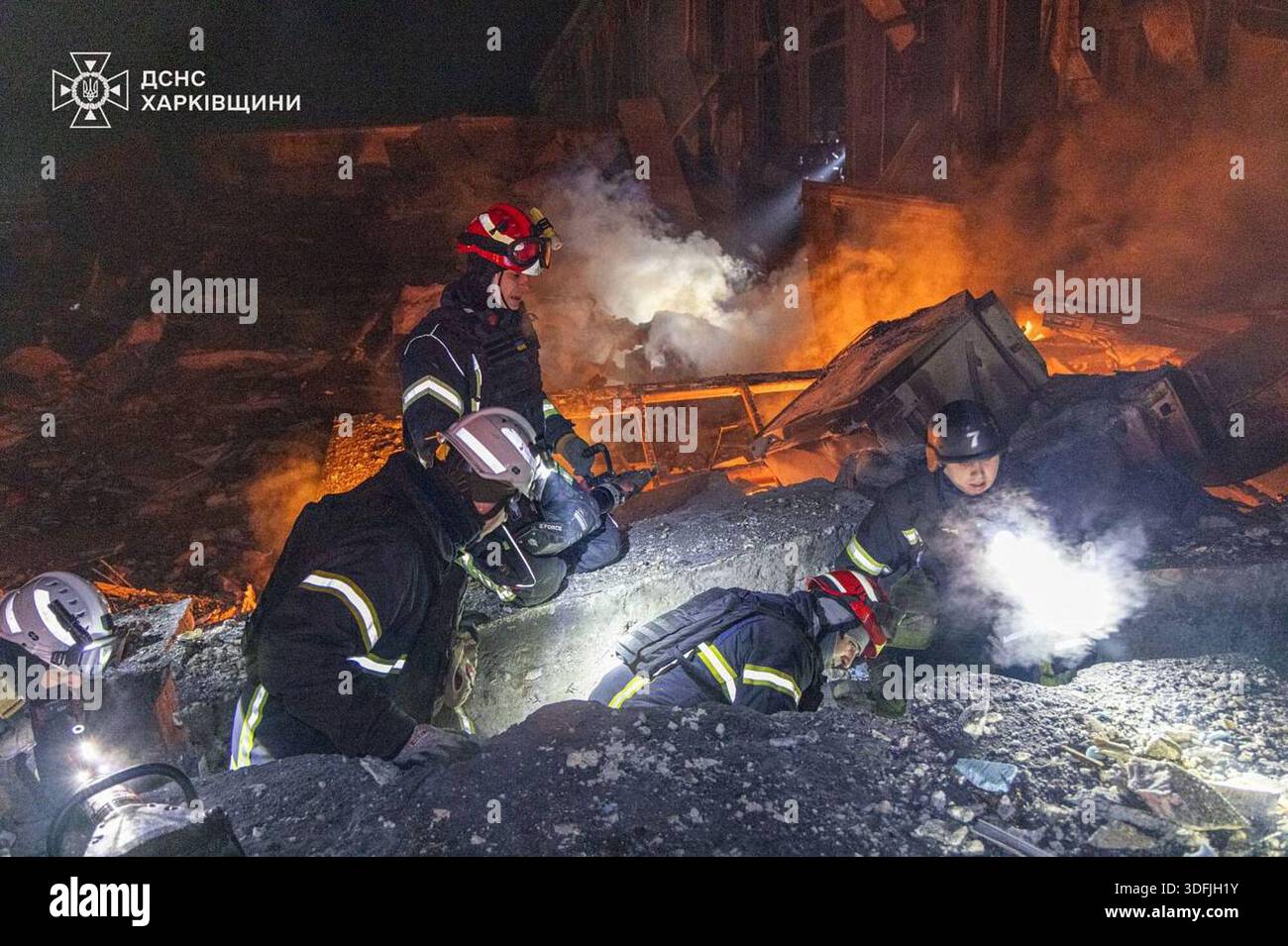 In this photo provided by the Ukrainian Emergency Service, emergency ...