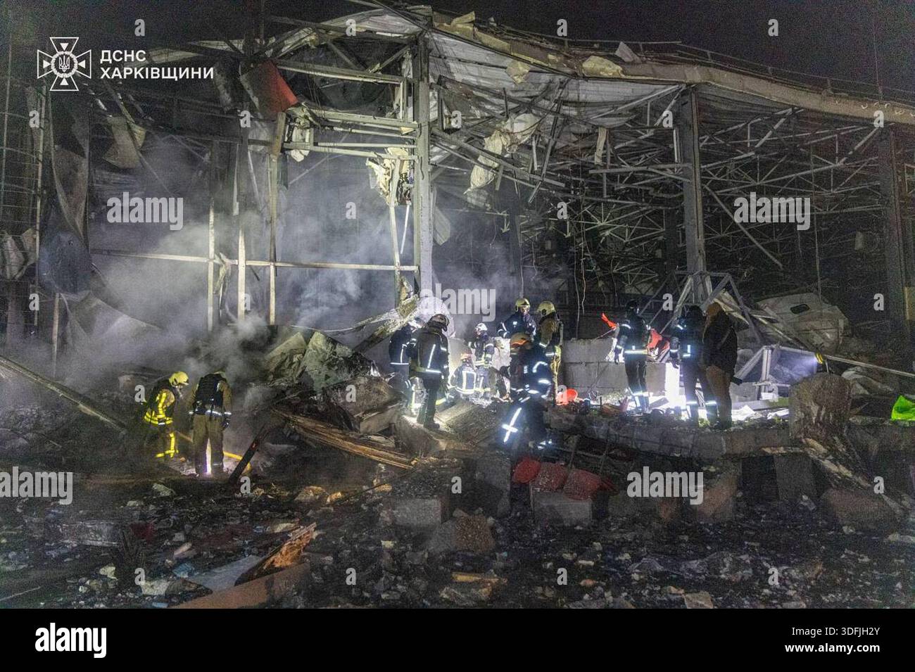 In this photo provided by the Ukrainian Emergency Service, emergency ...