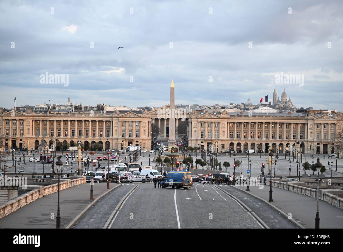 The Place de la Concorde, with the Sacre Coeur basilica, background ...