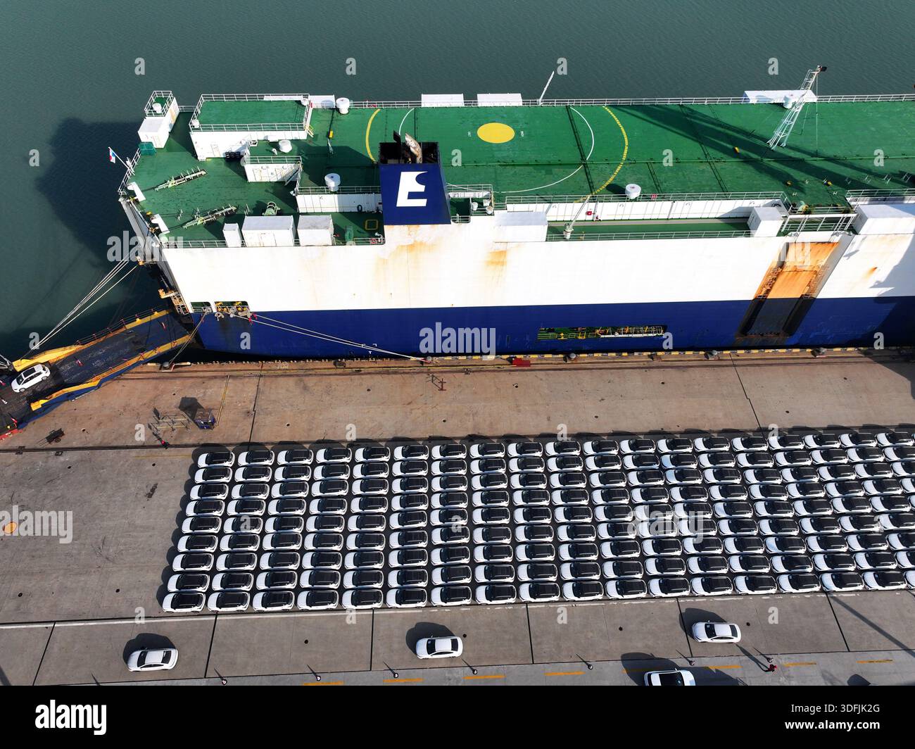 LIANYUNGANG, CHINA - JANUARY 13, 2026 - A roll on/roll off wheel is ...