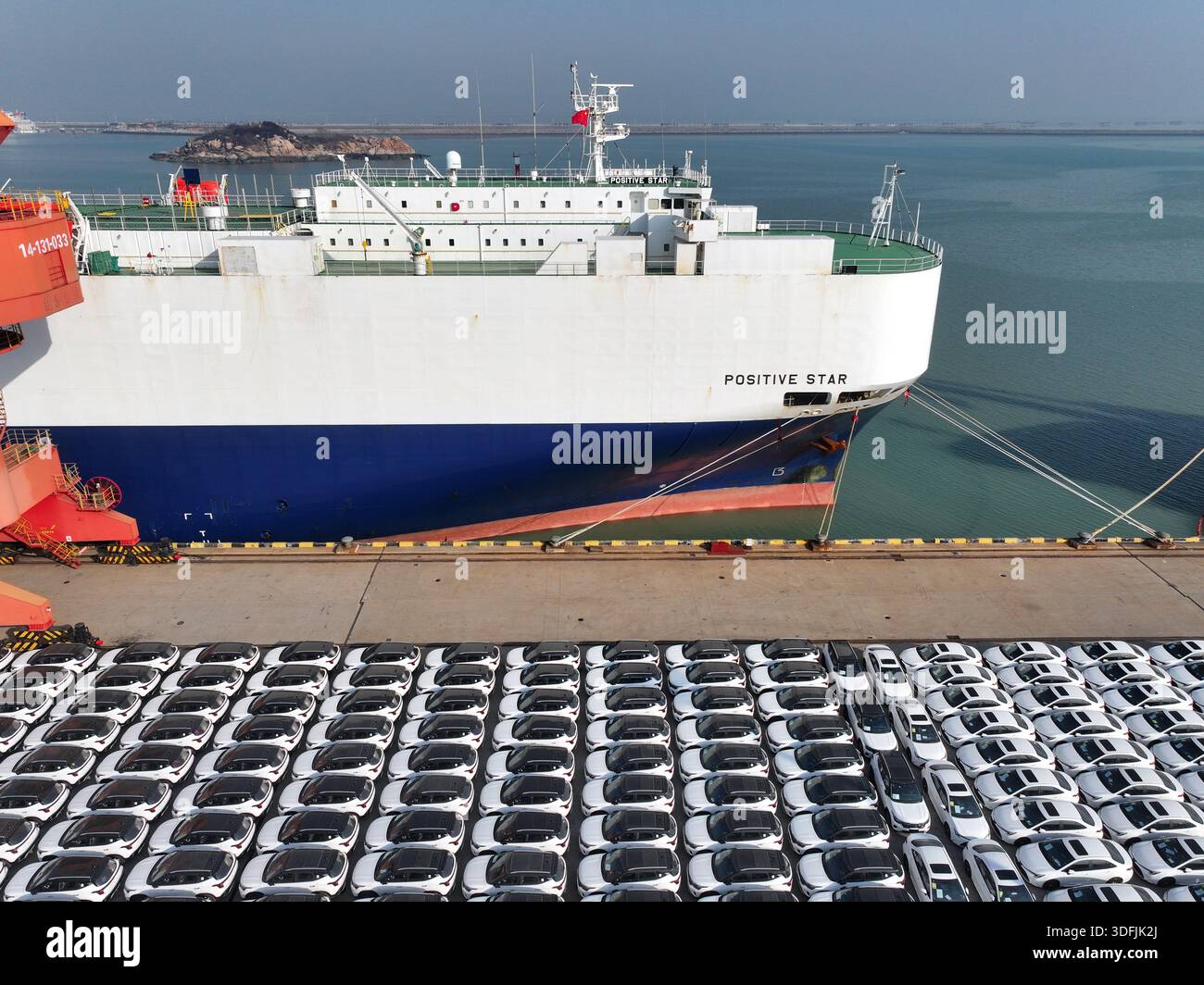 LIANYUNGANG, CHINA - JANUARY 13, 2026 - A roll on/roll off wheel is ...
