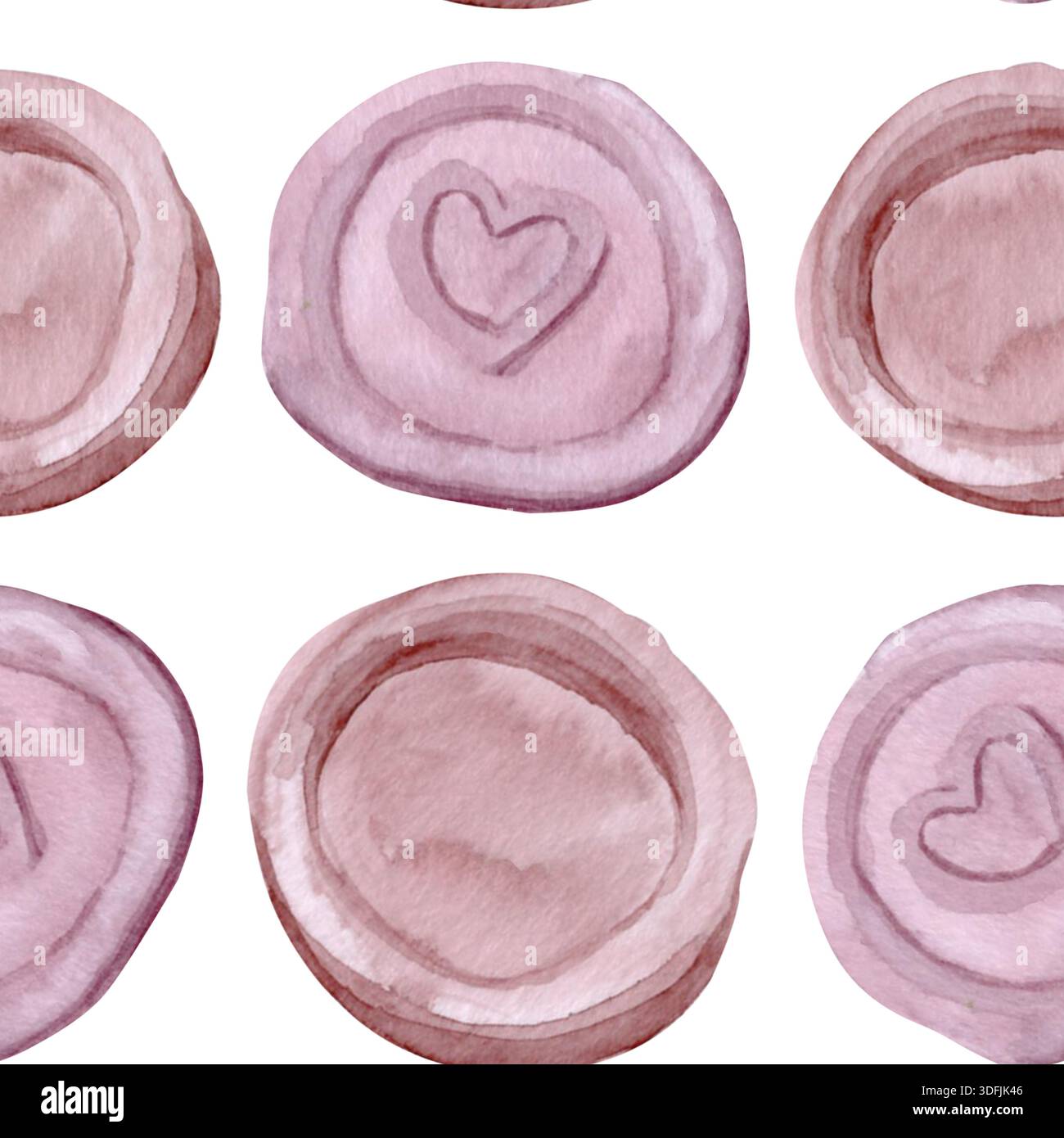 Wax seal subtle heart seamless watercolor pattern isolated on white ...