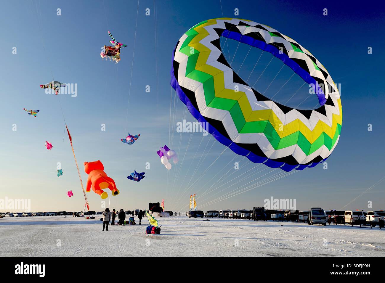 Colorful kites fly over Chagan Lake during the opening ceremony of ...