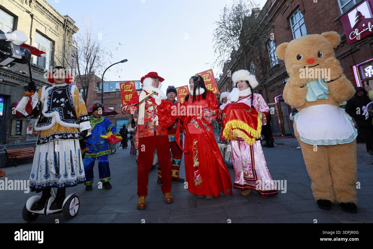 A traditional wedding procession moves through the Baroque-style ...