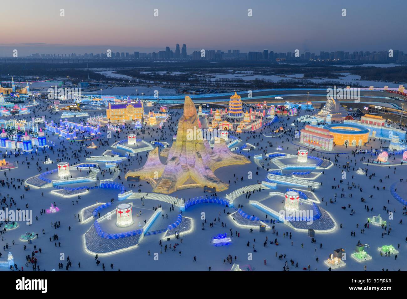 Aerial photo shows the Harbin Ice and Snow World during its spectacular ...