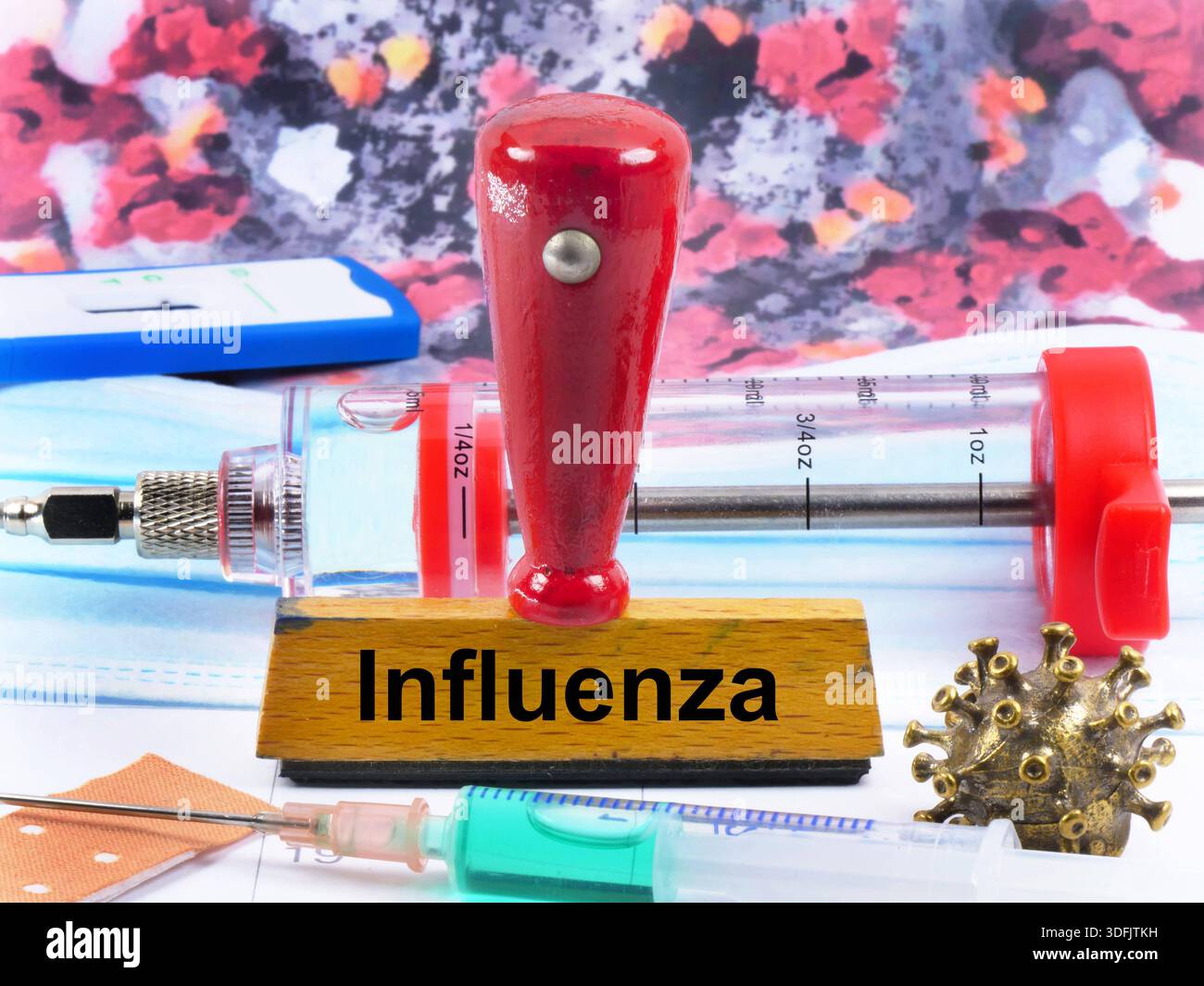 Symbolbild Influenza -Virus als Schrift auf einem Stempel Influenza ...