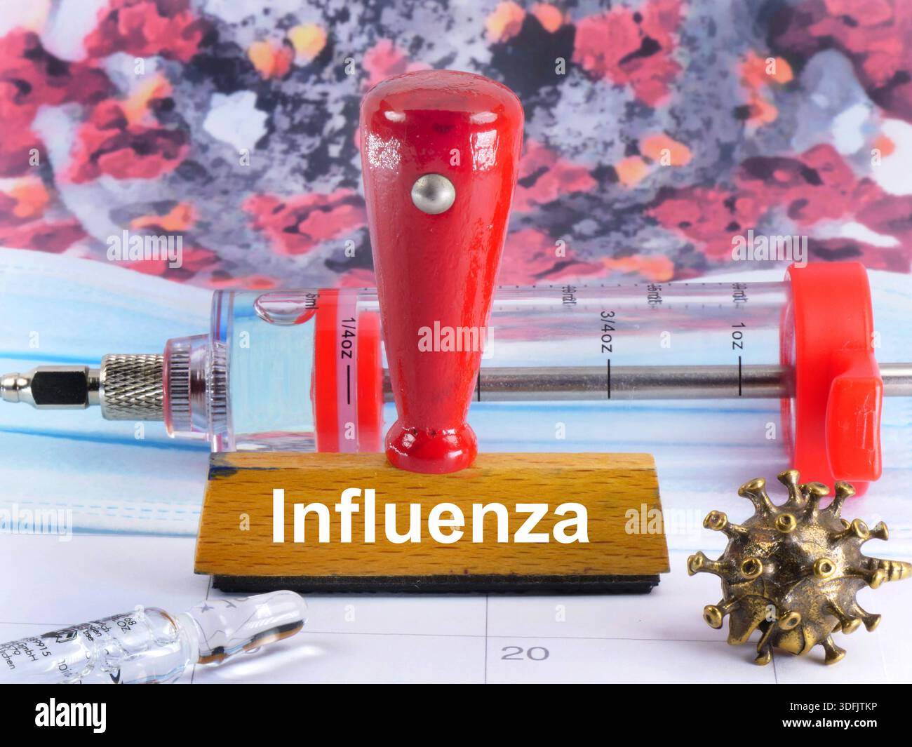Symbolbild Influenza -Virus als Schrift auf einem Stempel Influenza ...