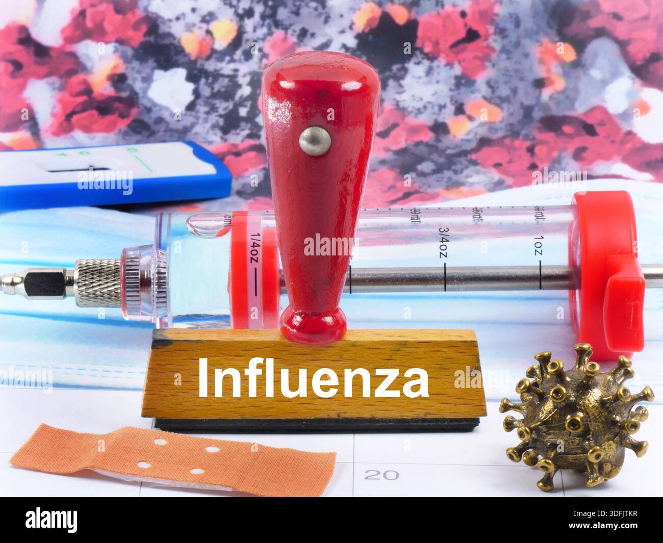 Symbolbild Influenza -Virus als Schrift auf einem Stempel Influenza ...