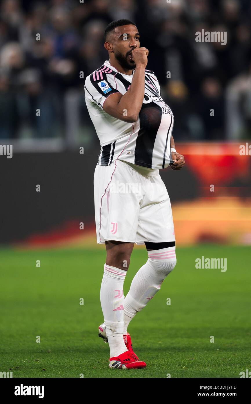Gleison Bremer of Juventus FC celebrates after scoring the opening goal ...
