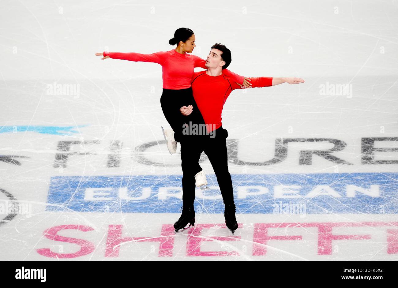France's Aurelie Faula and Theo Belle during a practice session before ...