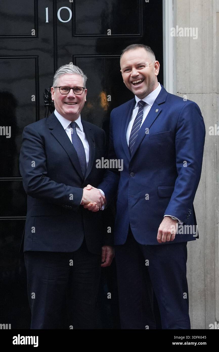 Prime Minister Sir Keir Starmer (left) welcomes the President of Poland ...