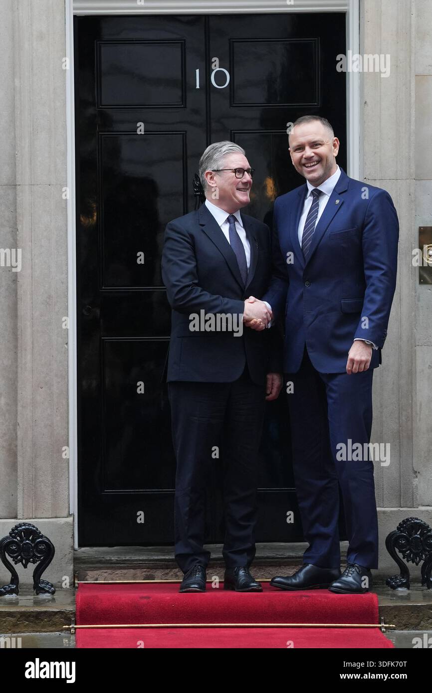 Prime Minister Sir Keir Starmer (left) welcomes the President of Poland ...