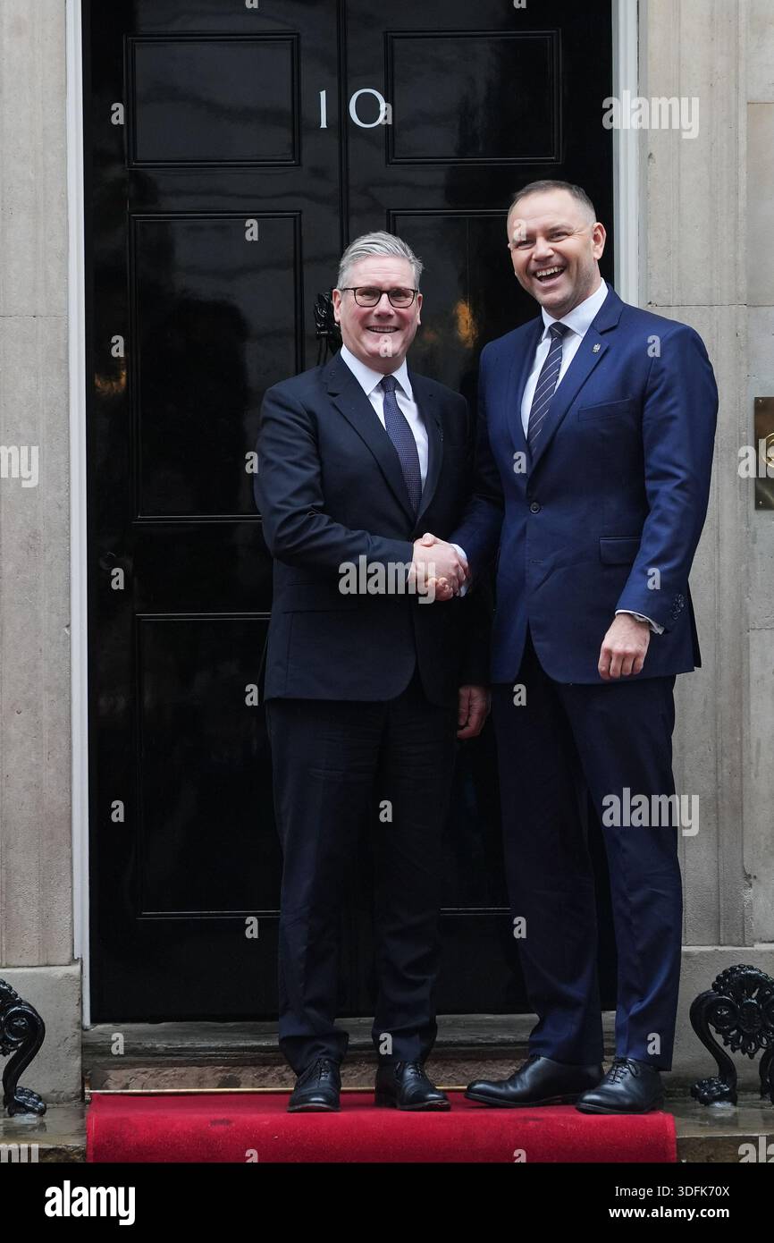 Prime Minister Sir Keir Starmer (left) welcomes the President of Poland ...