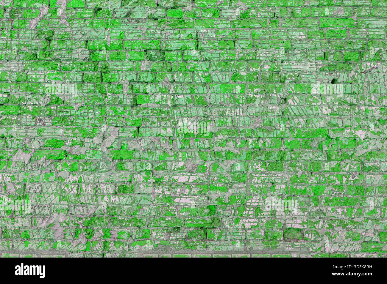 Texture of an old green brick wall. Abstract construction background ...