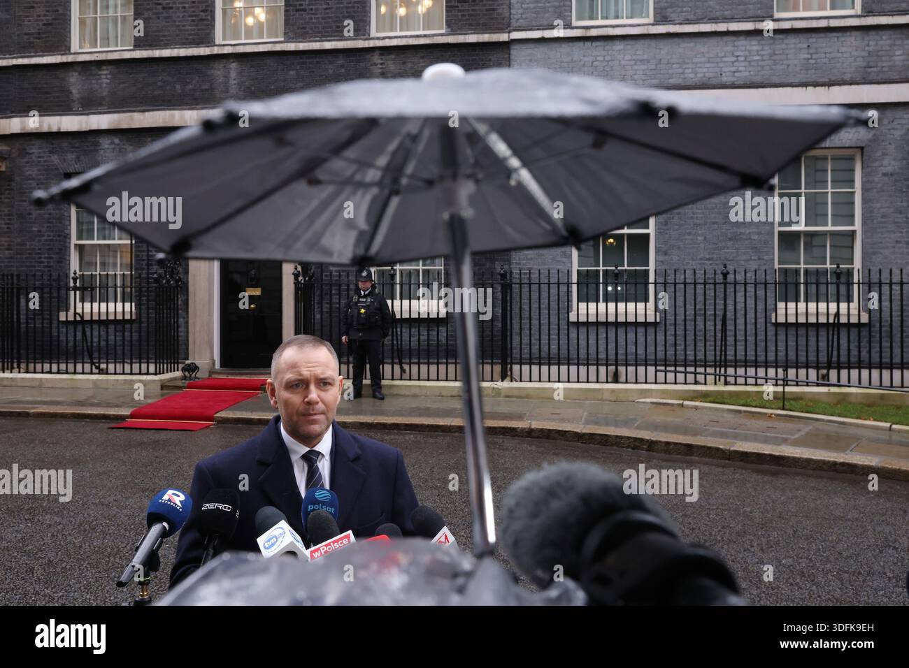Polish President Karol Nawrocki speaks to the media after meeting with ...