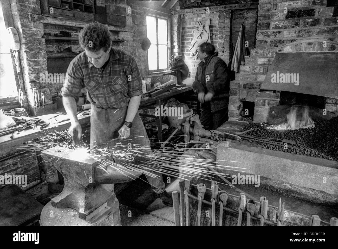 Handcross, circa 1991: Wyvern Foundry in Handcross with mother and son ...
