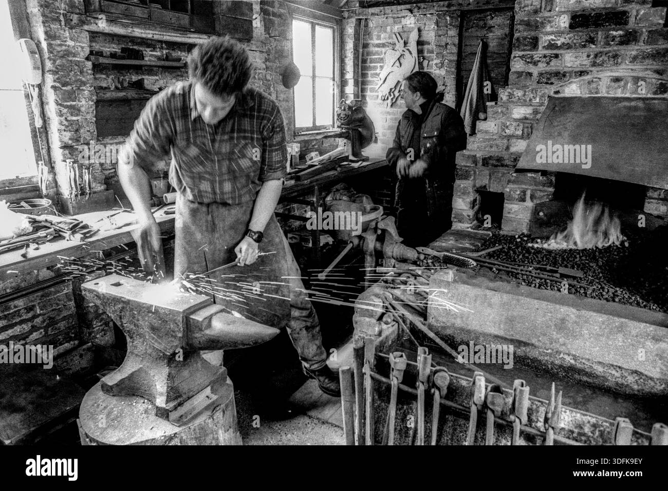 Handcross, circa 1991: Wyvern Foundry in Handcross with mother and son ...