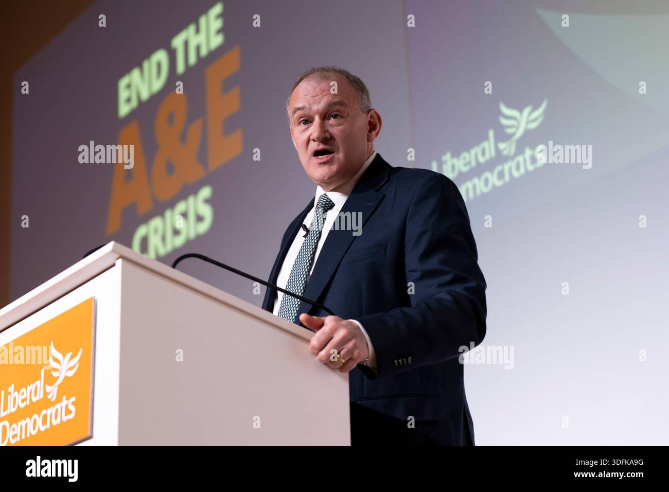 Liberal Democrats leader Sir Ed Davey speaking during a press ...