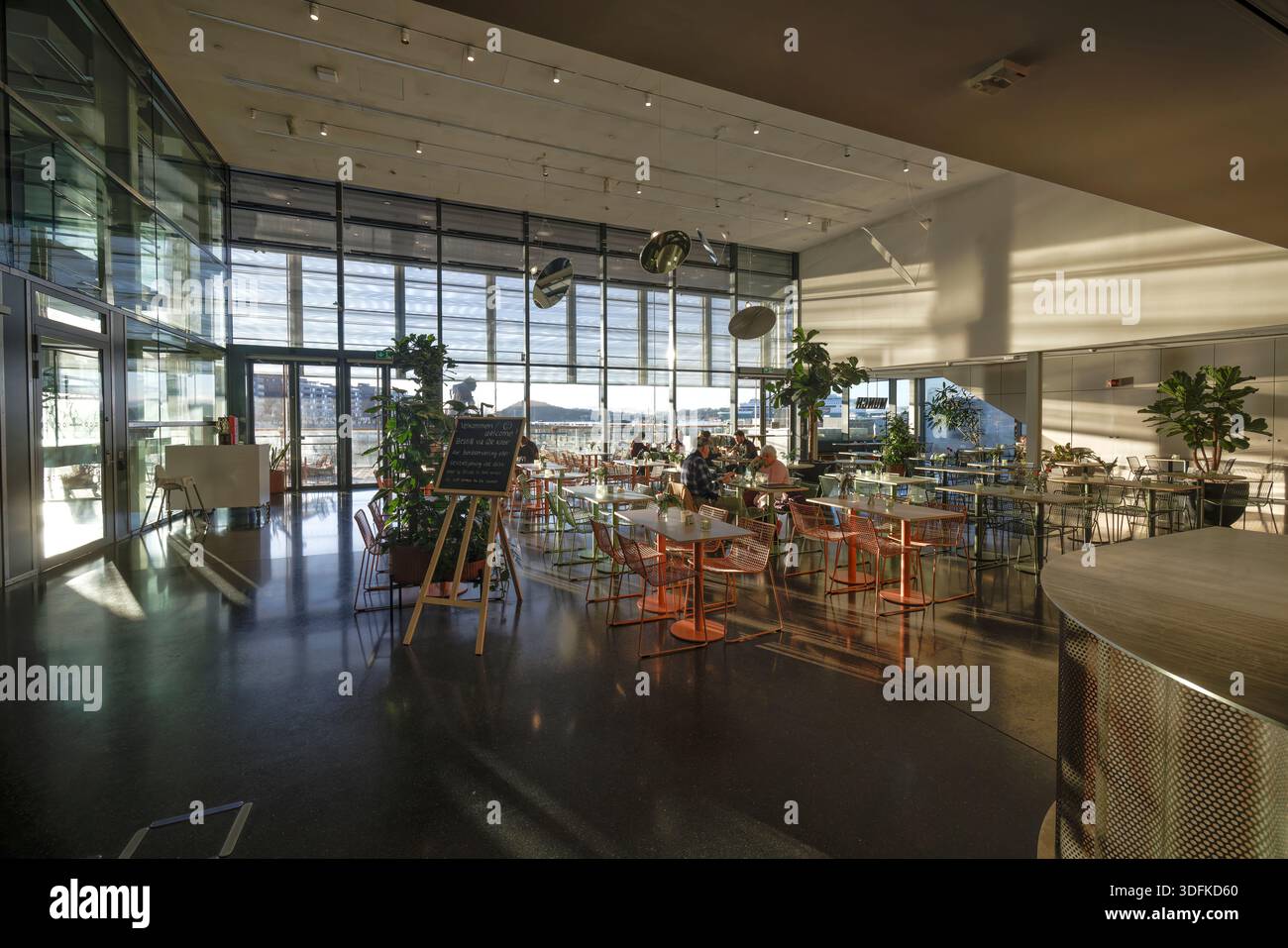 Munch Museum (Museet) cafe in Bjorvika district on Oslofjord waterfront ...
