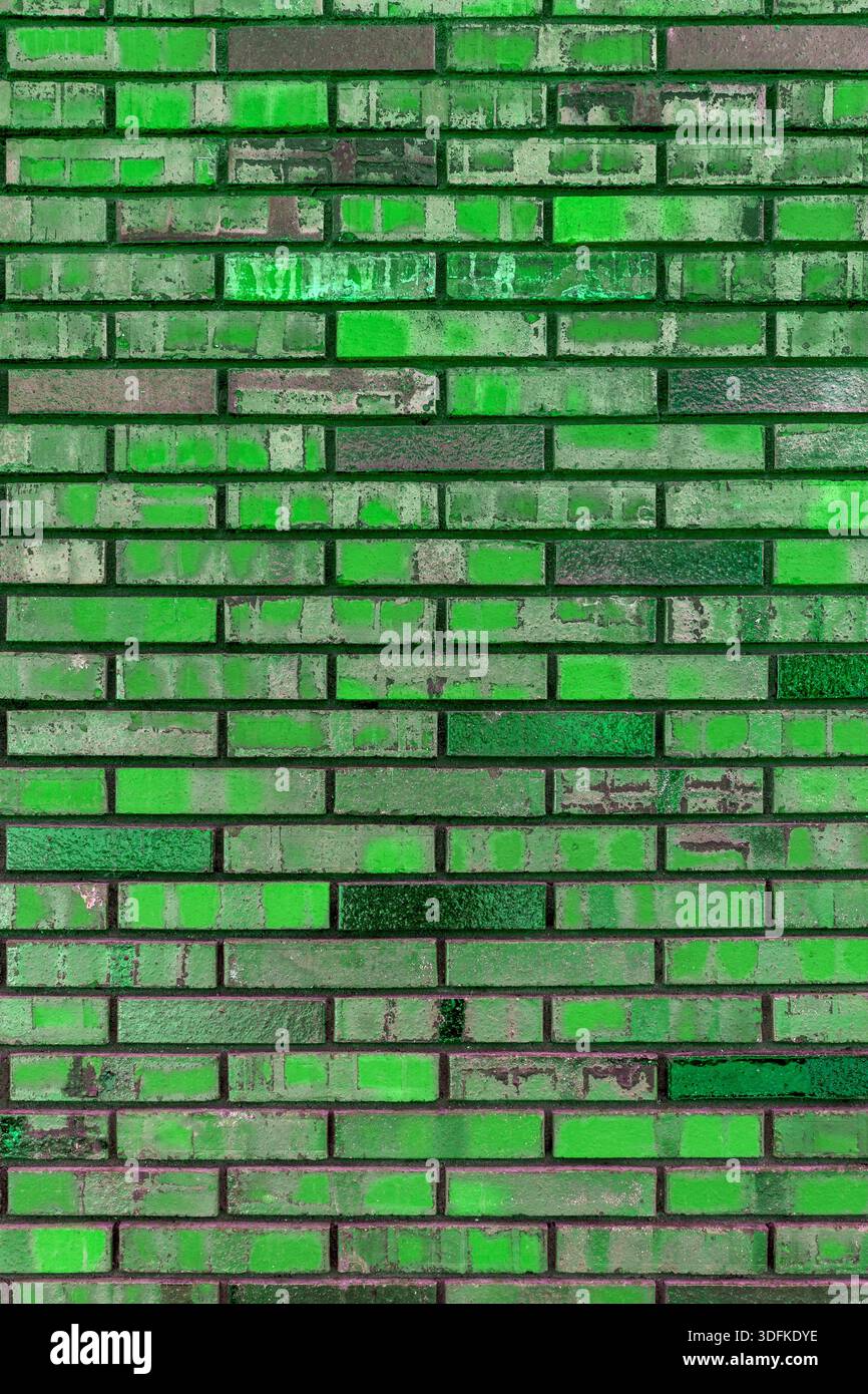 Old green brick wall. Abstract interior background Stock Photo - Alamy