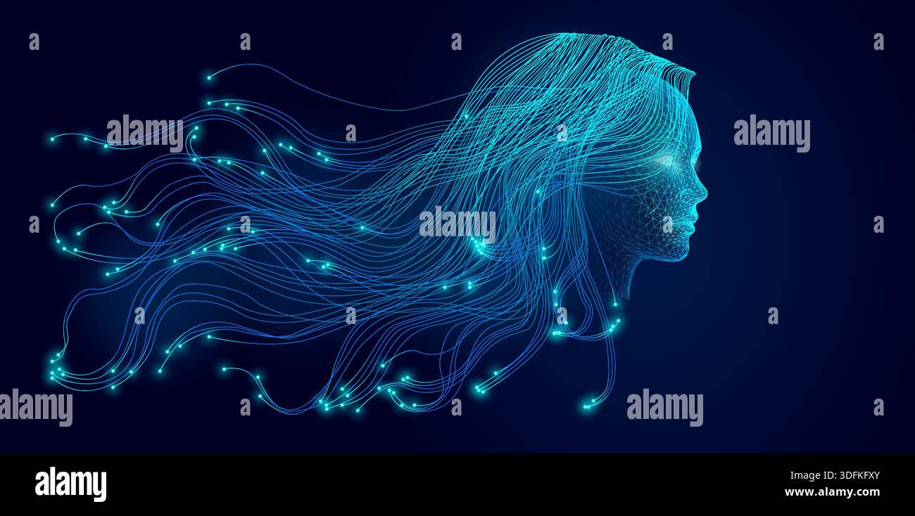 Wireframe ai profile glowing hi-res stock photography and images - Alamy