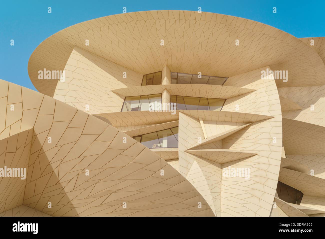 View of the stunning architecture of the National Museum of Qatar, with ...