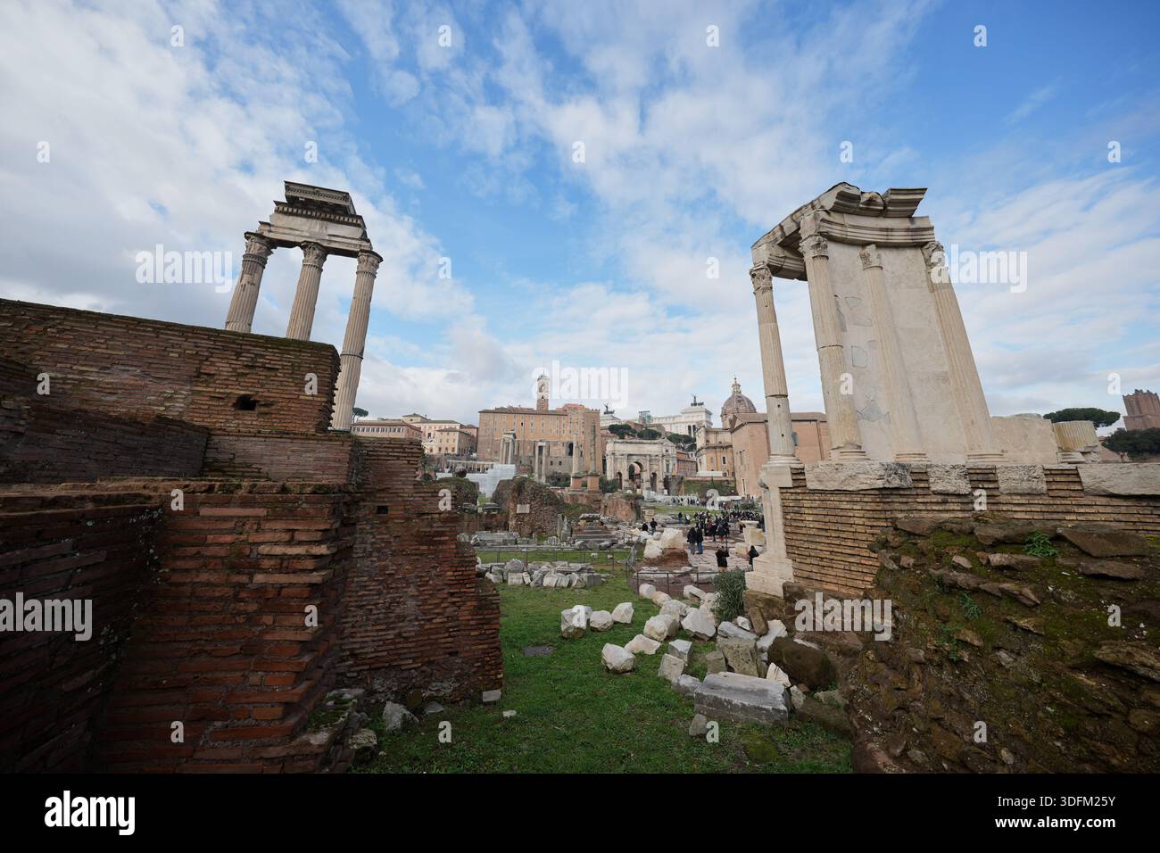 A view of the Roman Forum, in Rome, Tuesday, Jan. 13, 2026. (AP Photo ...