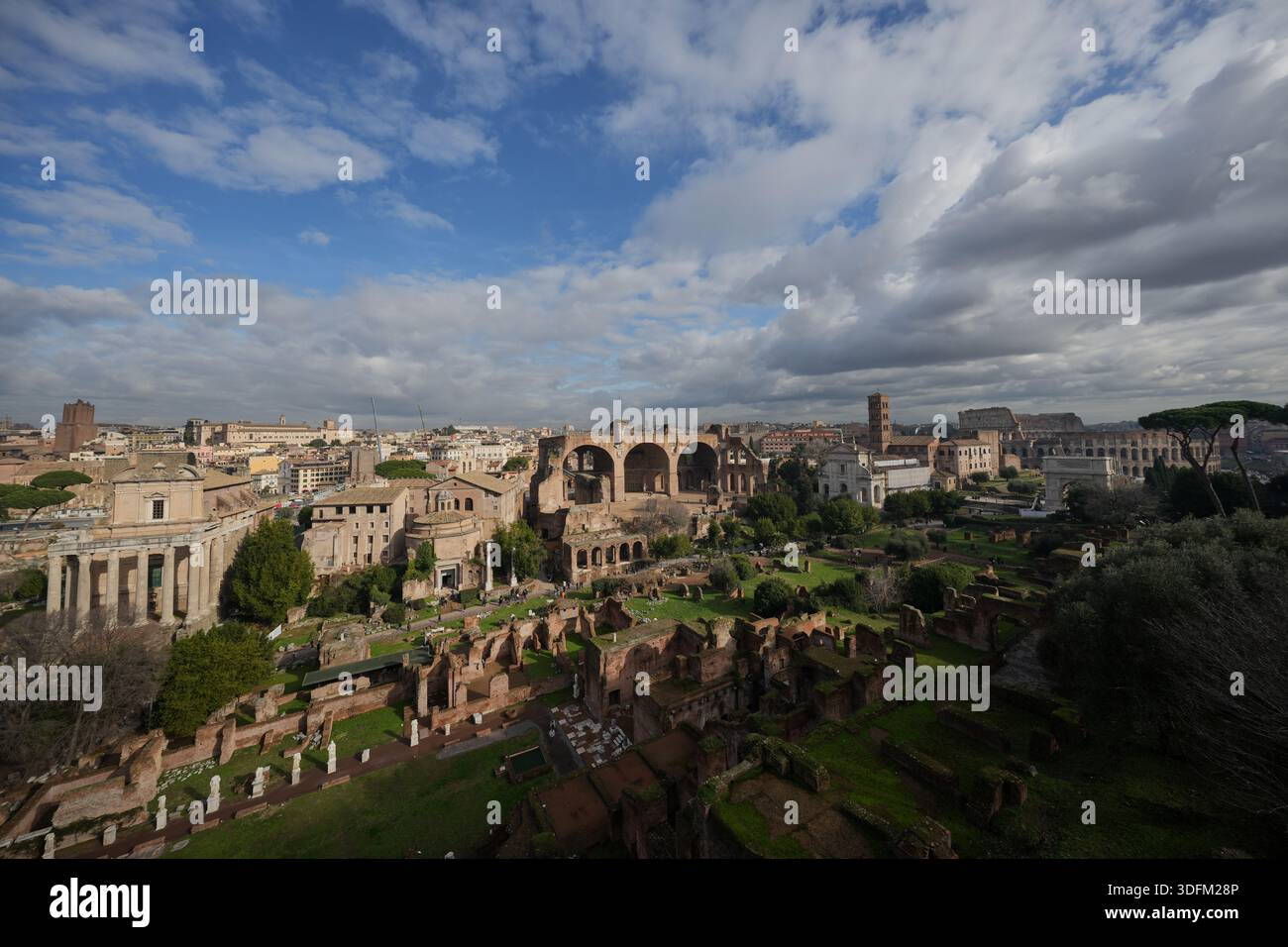 A view of the Roman Forum and the Colosseum, in Rome, Tuesday, Jan. 13 ...