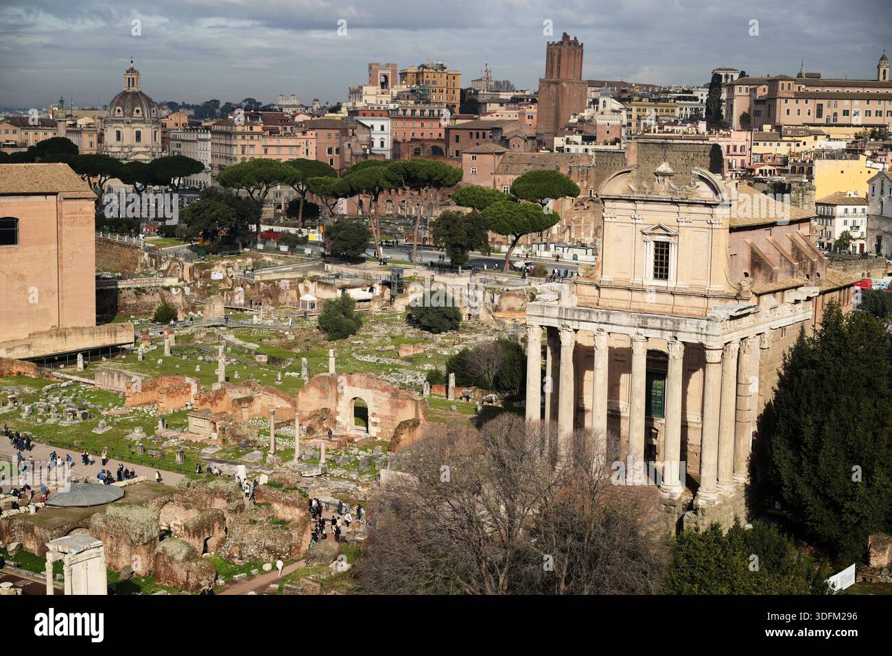 A view of the Roman Forum, in Rome, Tuesday, Jan. 13, 2026. (AP Photo ...
