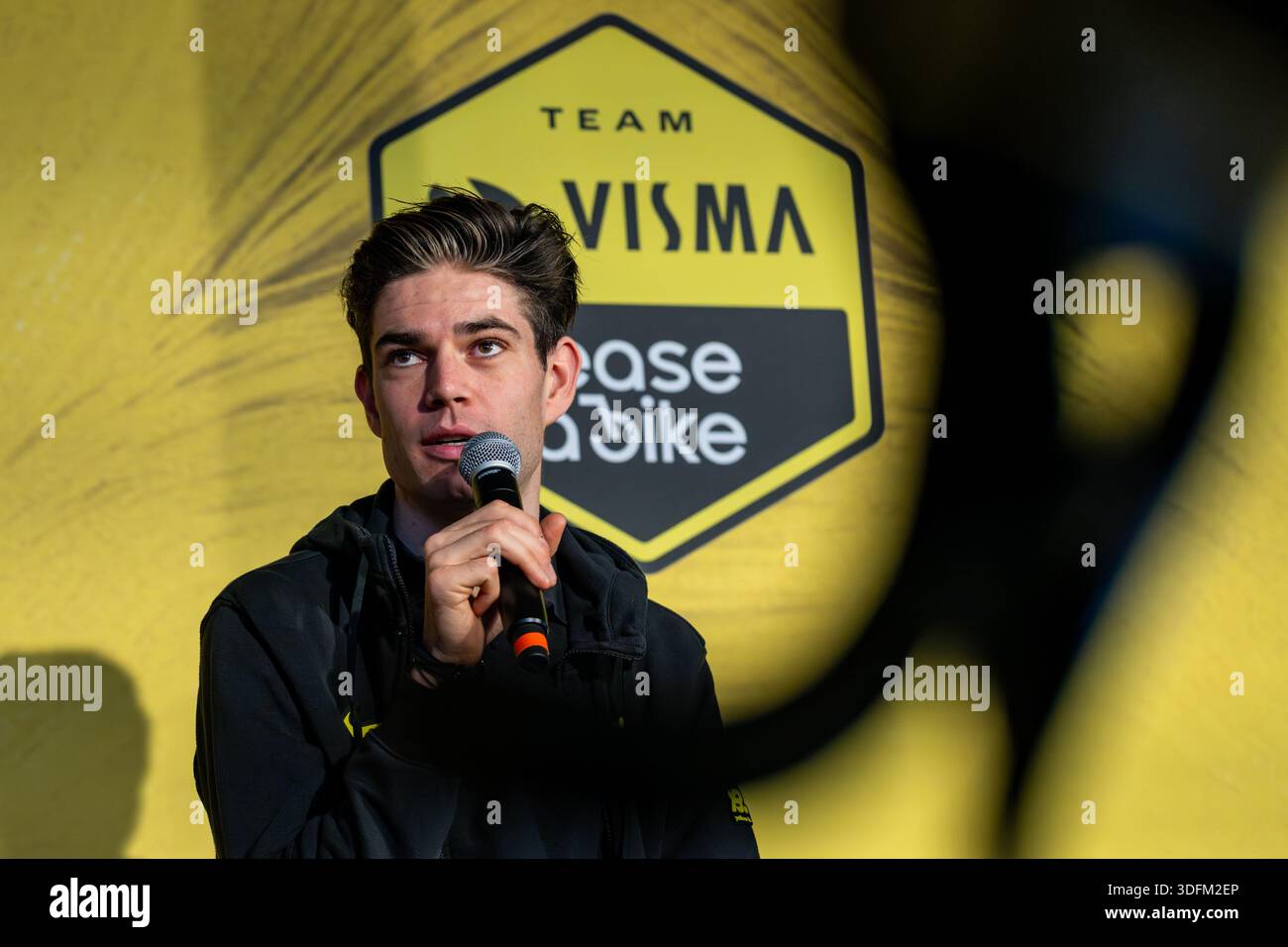 Belgian Wout van Aert pictured during the team presentation of the Team Visma-Lease a Bike ...