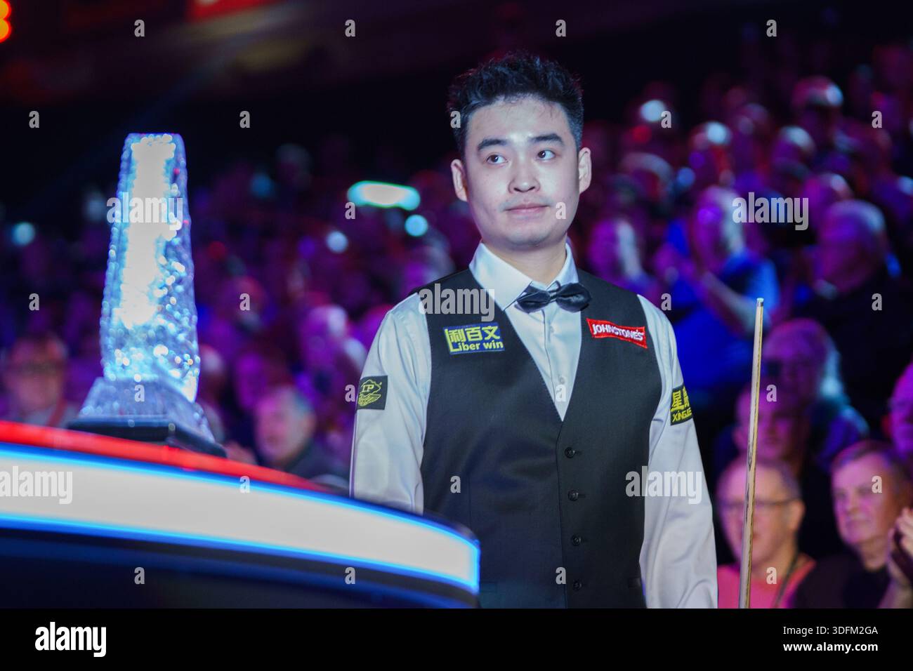 during the match between Kyren Wilson and Si Jiahui at The Johnstone’s ...