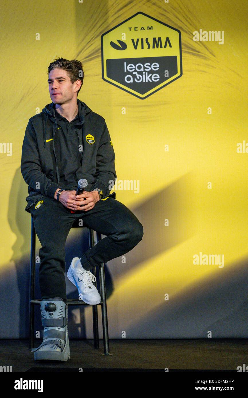 Belgian Wout van Aert pictured during the team presentation of the Team Visma-Lease a Bike ...