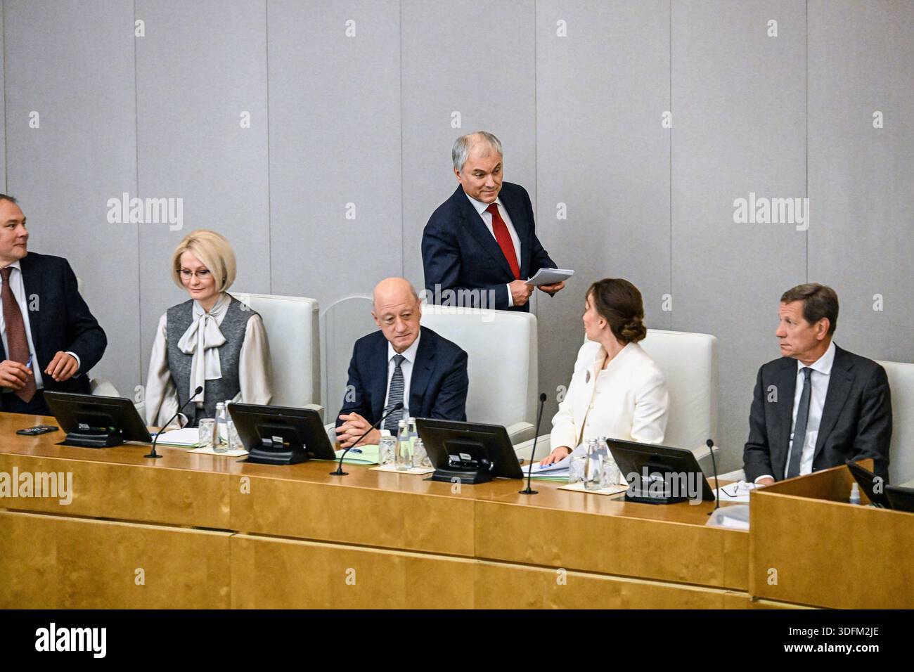 From left to right: Deputy Chairmen of the State Duma Pyotr Tolstoy ...