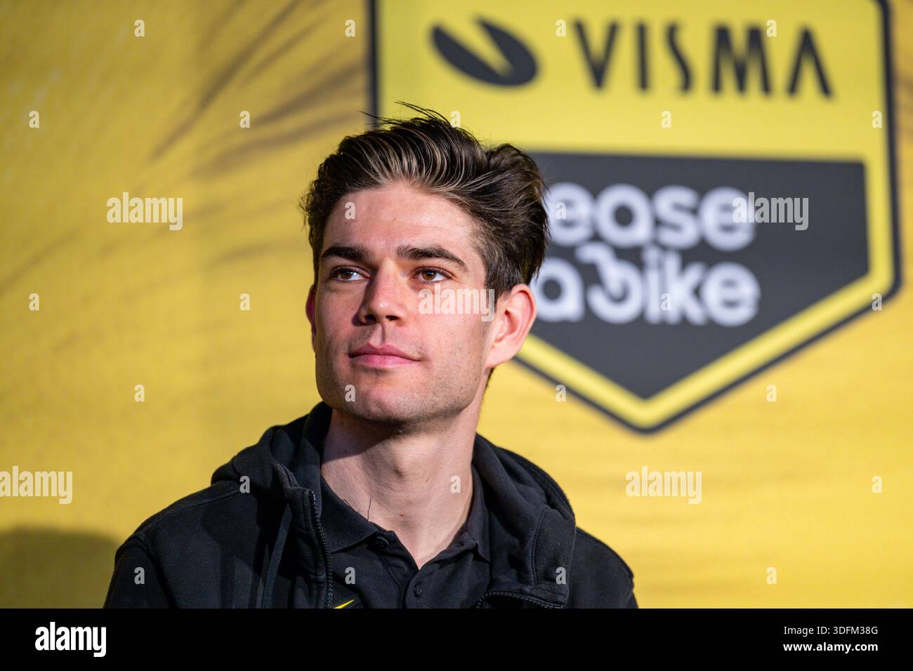 Belgian Wout van Aert pictured during the team presentation of the Team Visma-Lease a Bike ...