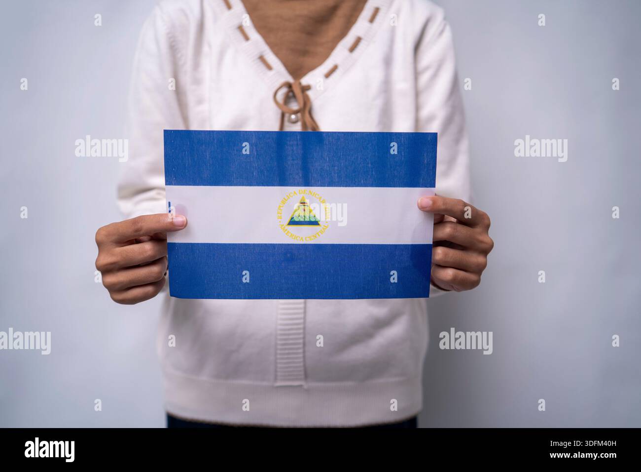 Hands Holding Flag of the Nation Nicaragua Stock Photo - Alamy