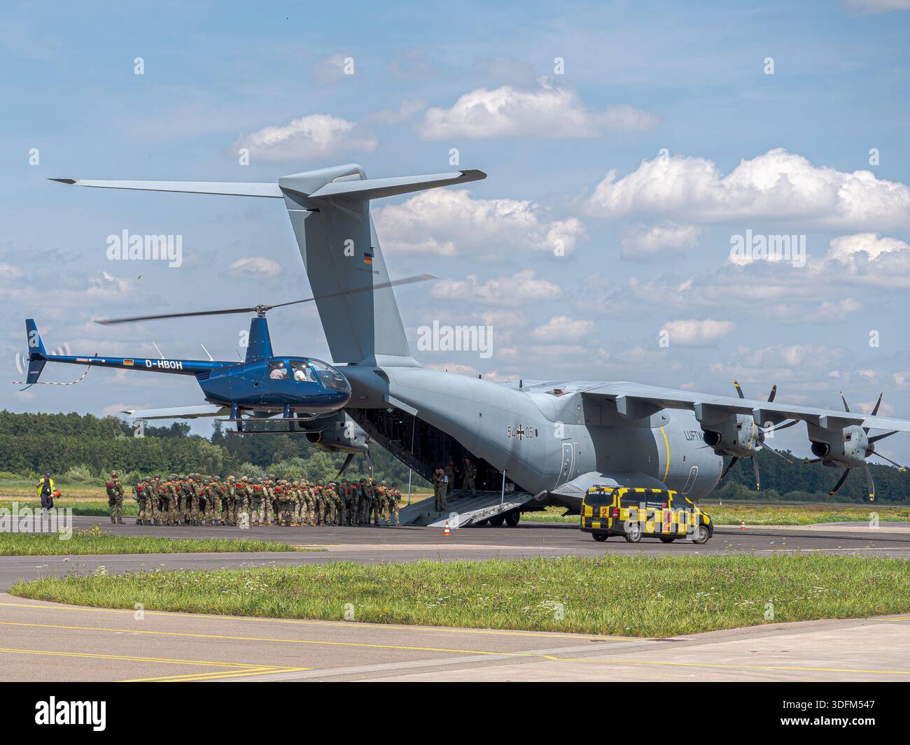 German paratroopers boarding an Airbus A400M during a NATO exercise ...