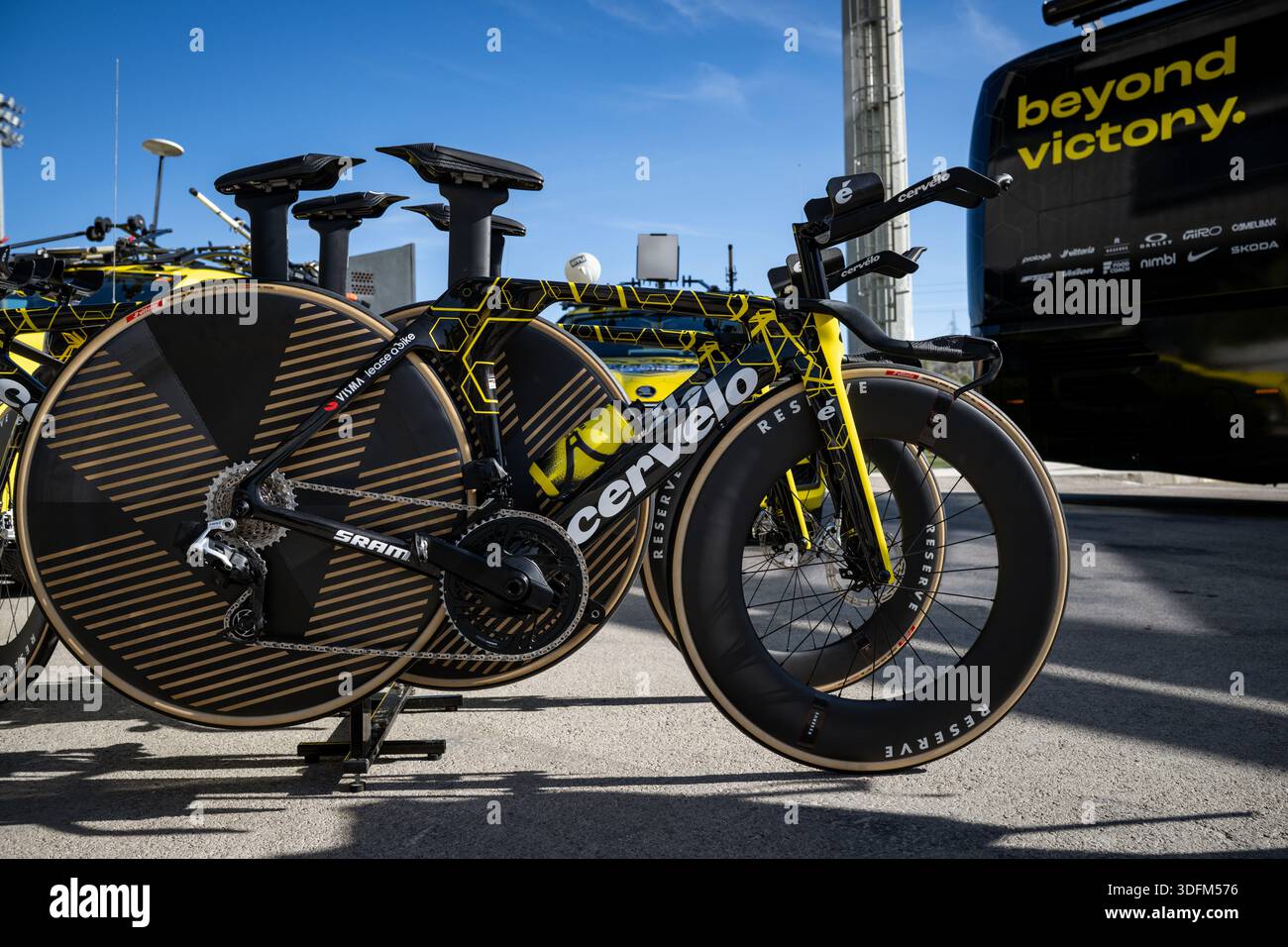 Time trial (TT) bikes pictured during the team presentation of the Team Visma-Lease a Bike ...