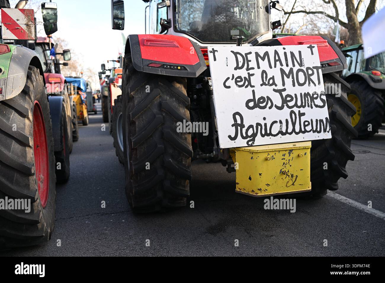 Demonstration by farmers in Paris who gathered in front of the National ...